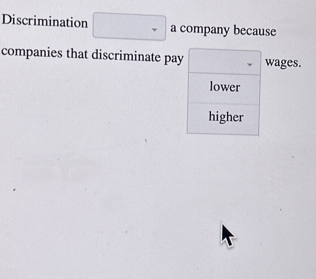 Solved Discrimination ﻿a company because companies that | Chegg.com