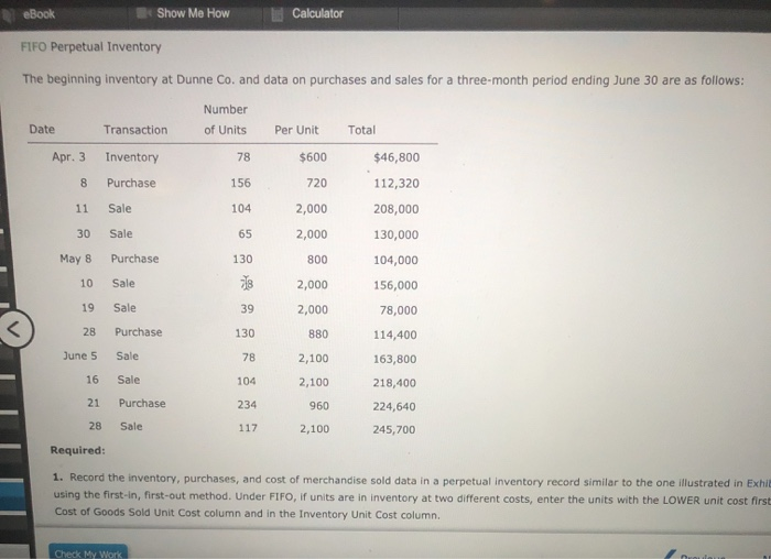 Solved Show Me How Calculator eBook FIFO Perpetual Inventory | Chegg.com