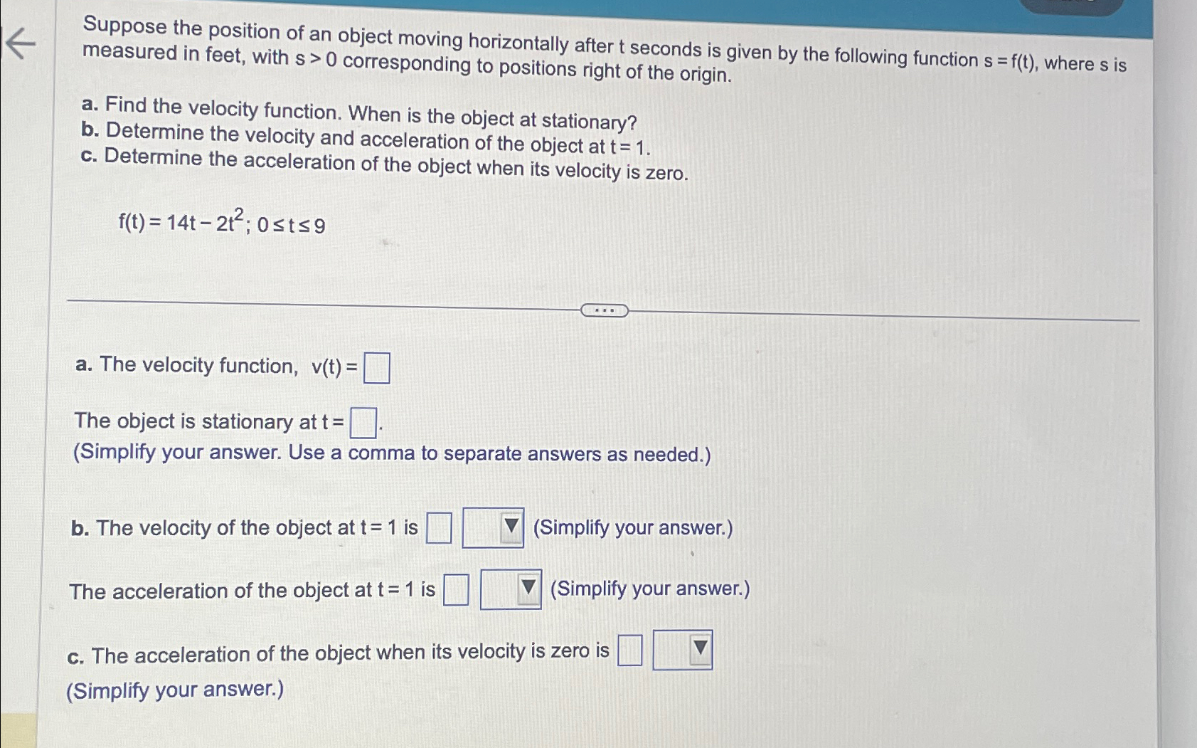 Solved Suppose The Position Of An Object Moving Horizontally