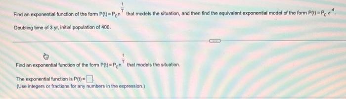 Solved Find an exponential function of the form P(t)=Pon | Chegg.com