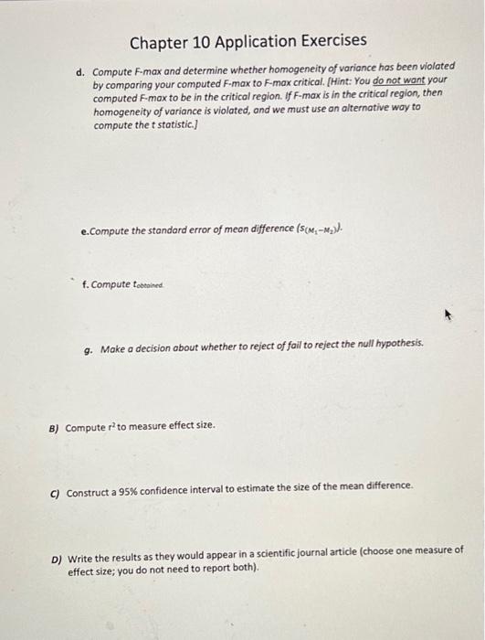 Solved Chapter 10 Application Exercises d. Compute F-max and | Chegg.com