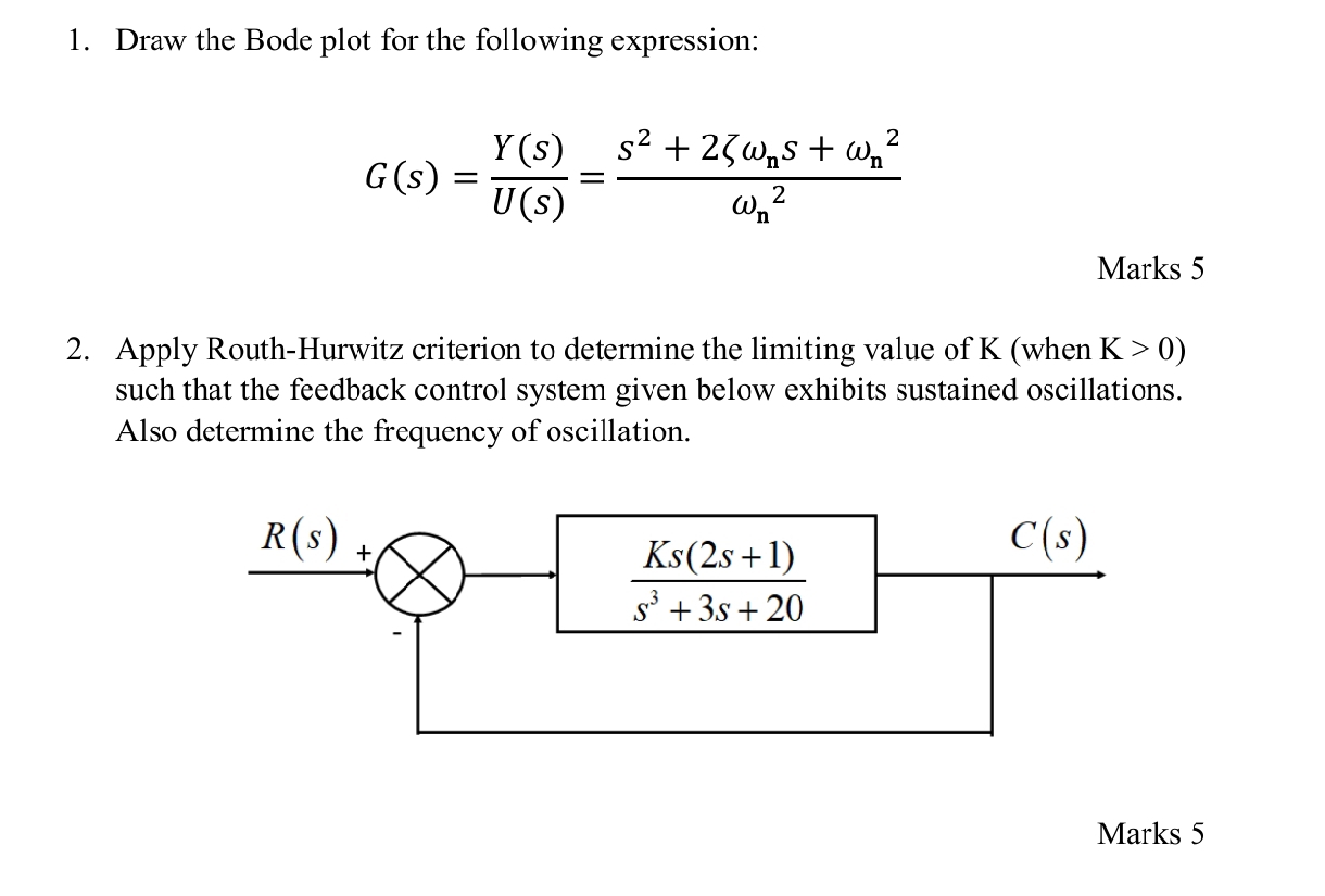 Solved Draw the Bode plot for the following | Chegg.com