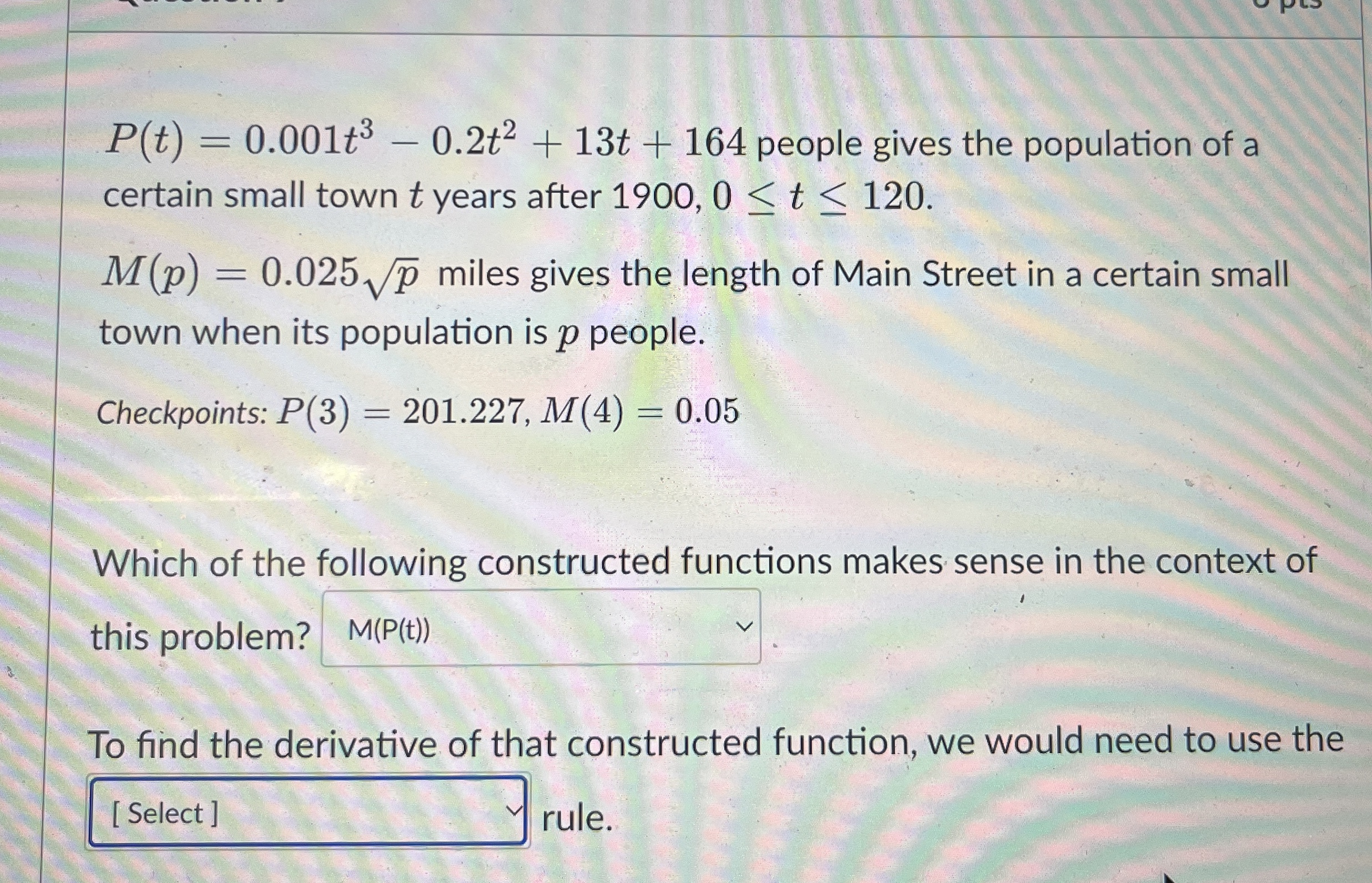Solved P(t)=0.001t3-0.2t2+13t+164 ﻿people gives the | Chegg.com