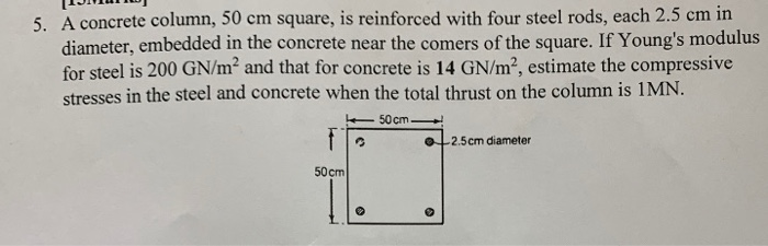 Solved 5. A concrete column, 50 cm square, is reinforced | Chegg.com