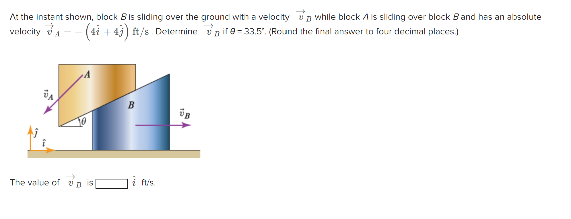 Solved At the instant shown, block B ﻿is sliding over the | Chegg.com