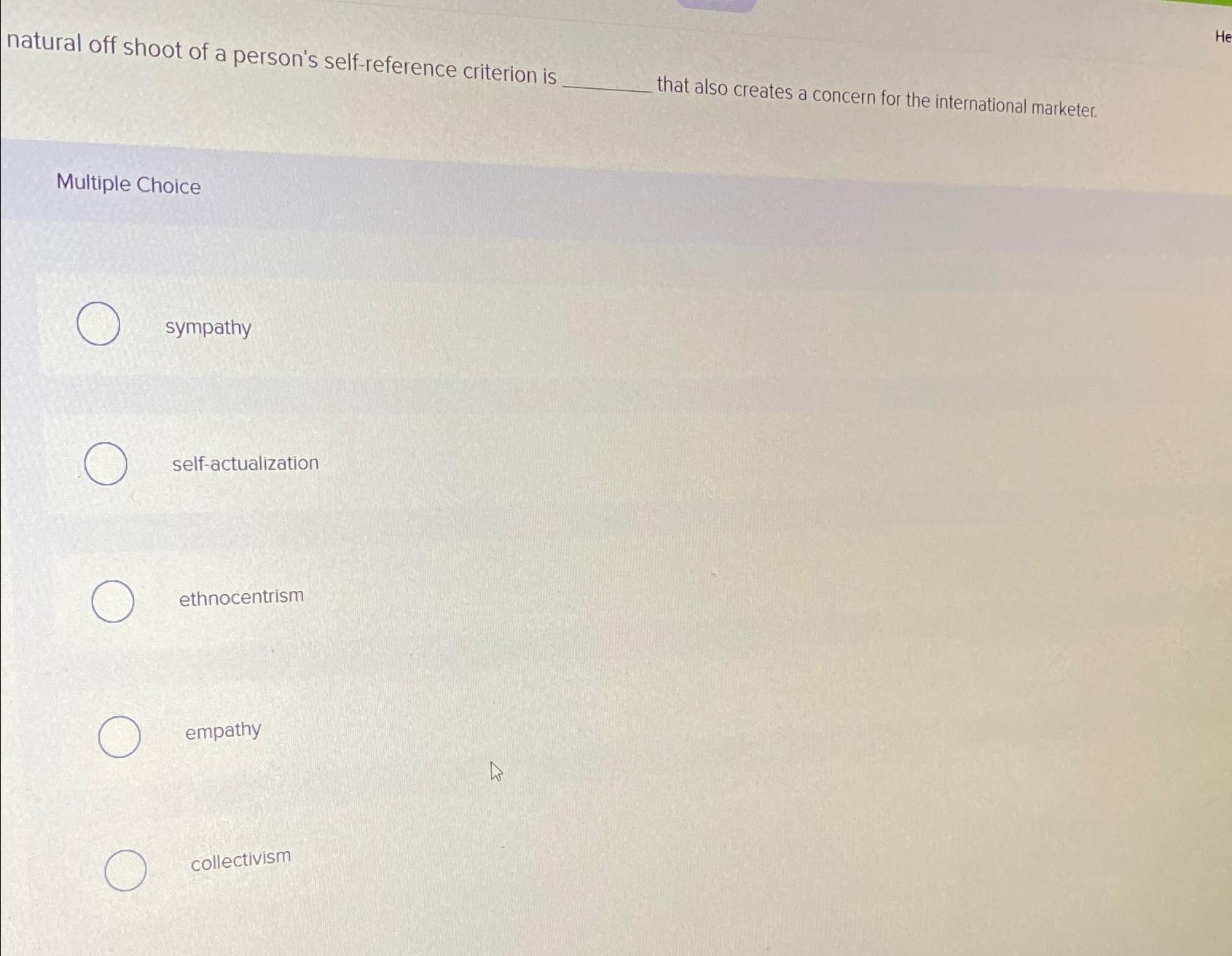 Solved natural off shoot of a person's self-reference | Chegg.com