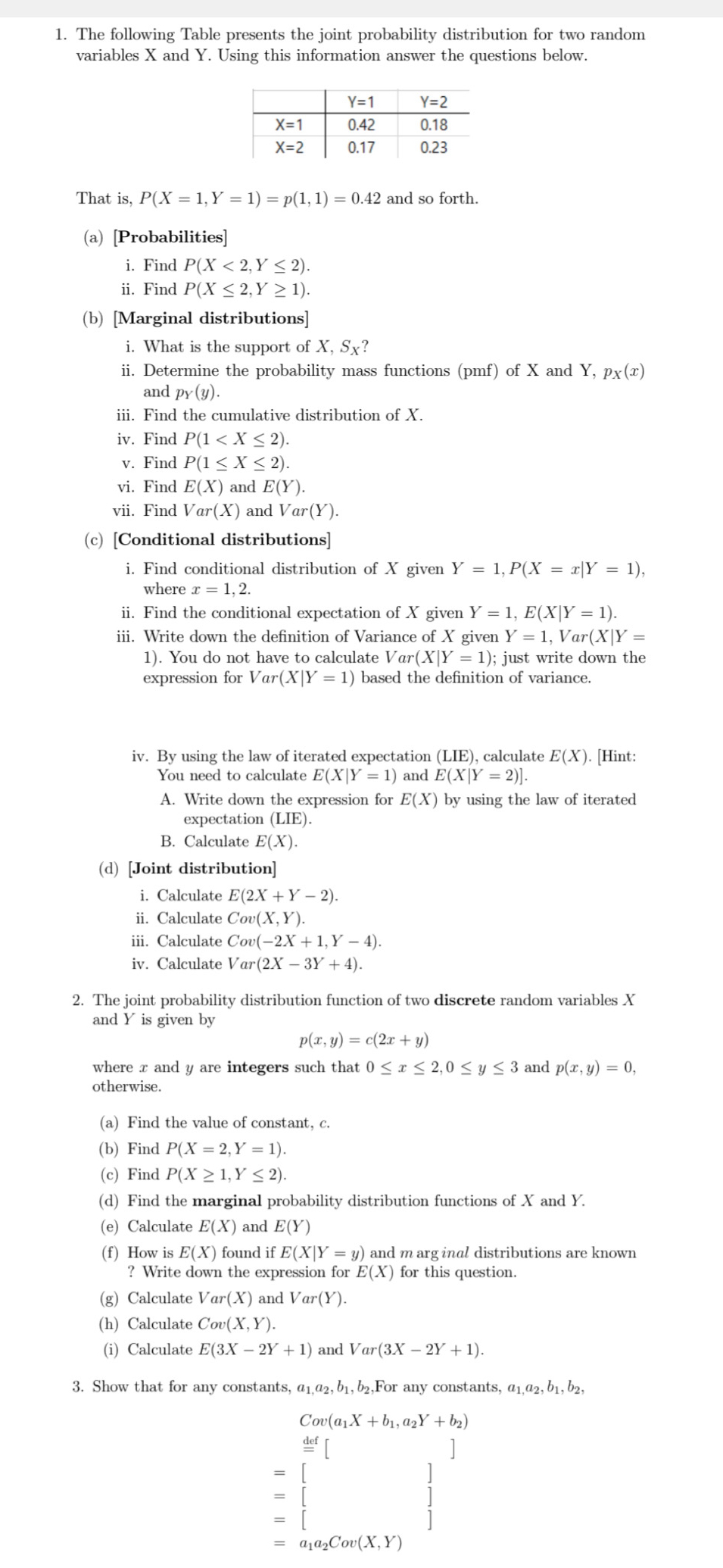 Solved The following Table presents the joint probability | Chegg.com