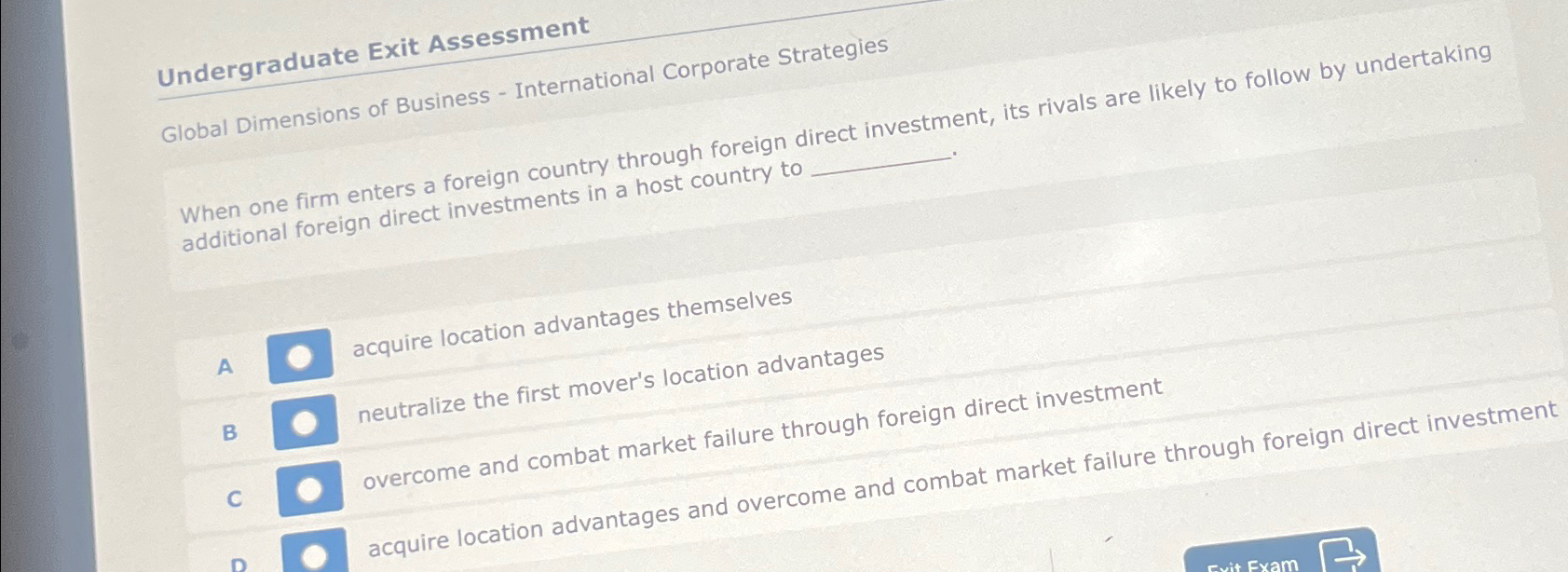 Solved Undergraduate Exit AssessmentGlobal Dimensions of | Chegg.com