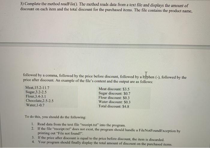 Solved 3 Complete The Method Readfile The Method Reads 