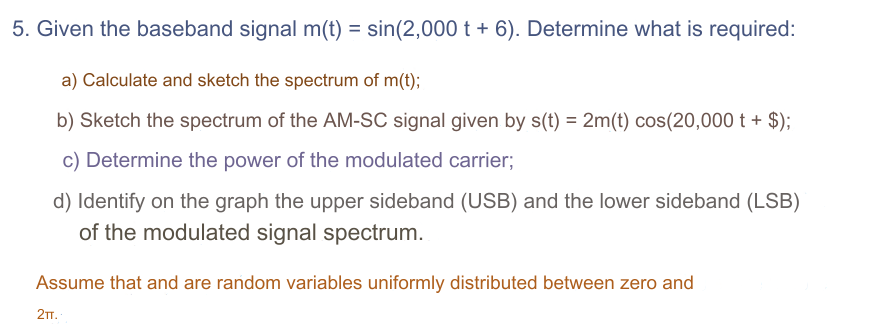 Solved Given the baseband signal \phi | Chegg.com
