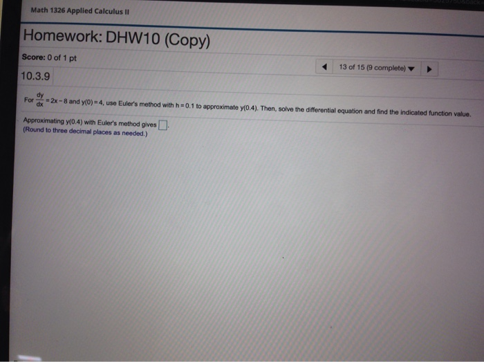 Solved Math 1326 Applied Calculus II Homework: DHW10 (Copy) | Chegg.com