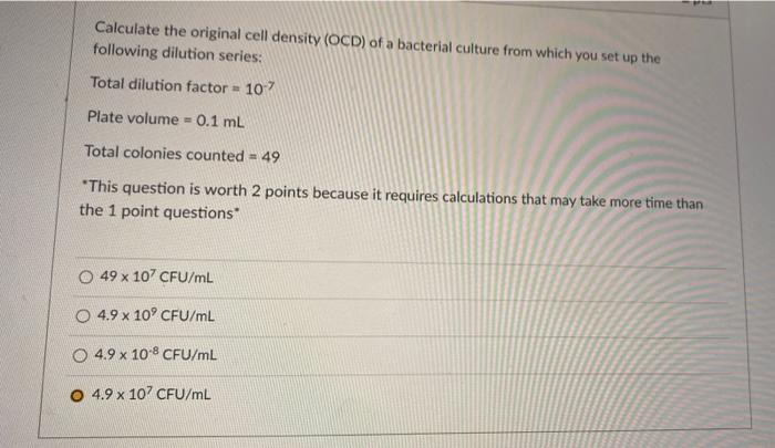 Solved Calculate the original cell density (OCD) of a | Chegg.com