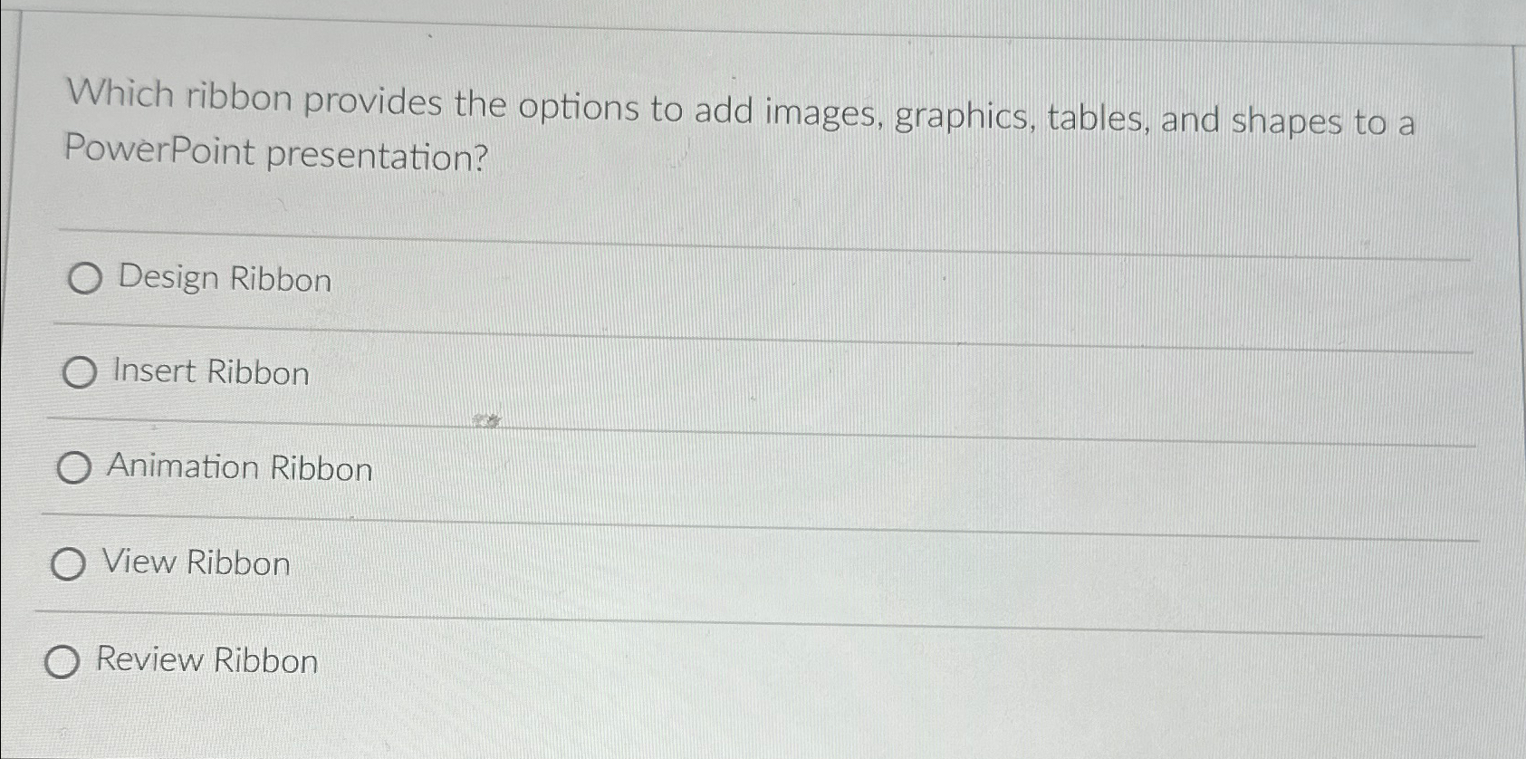 Solved Which ribbon provides the options to add images, | Chegg.com