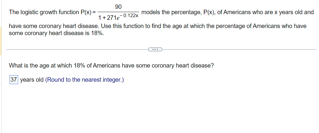 Solved The logistic growth function P(x)=901+271e-0.122x | Chegg.com