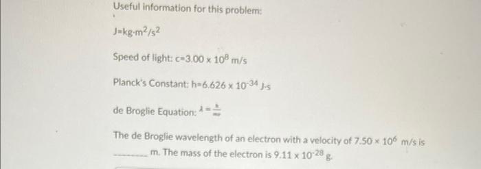 Solved Useful information for this problem: J=kg⋅m2/s2 Speed | Chegg.com