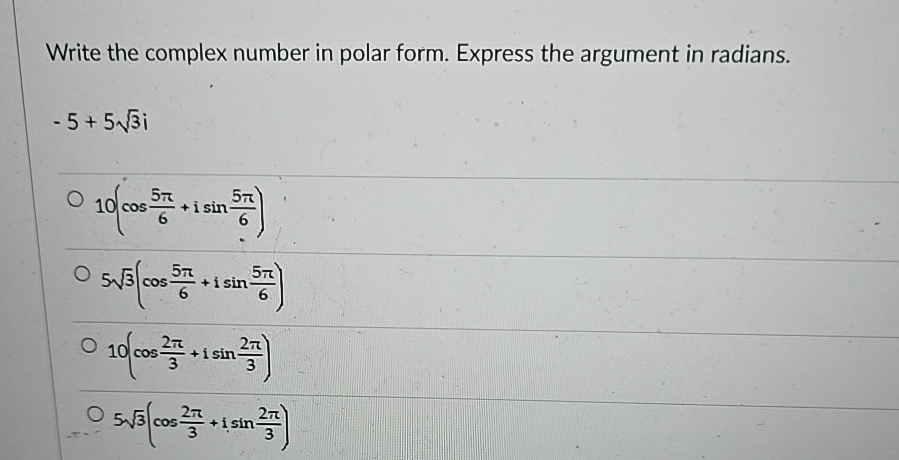 Solved Write the complex number in polar form. Express the | Chegg.com