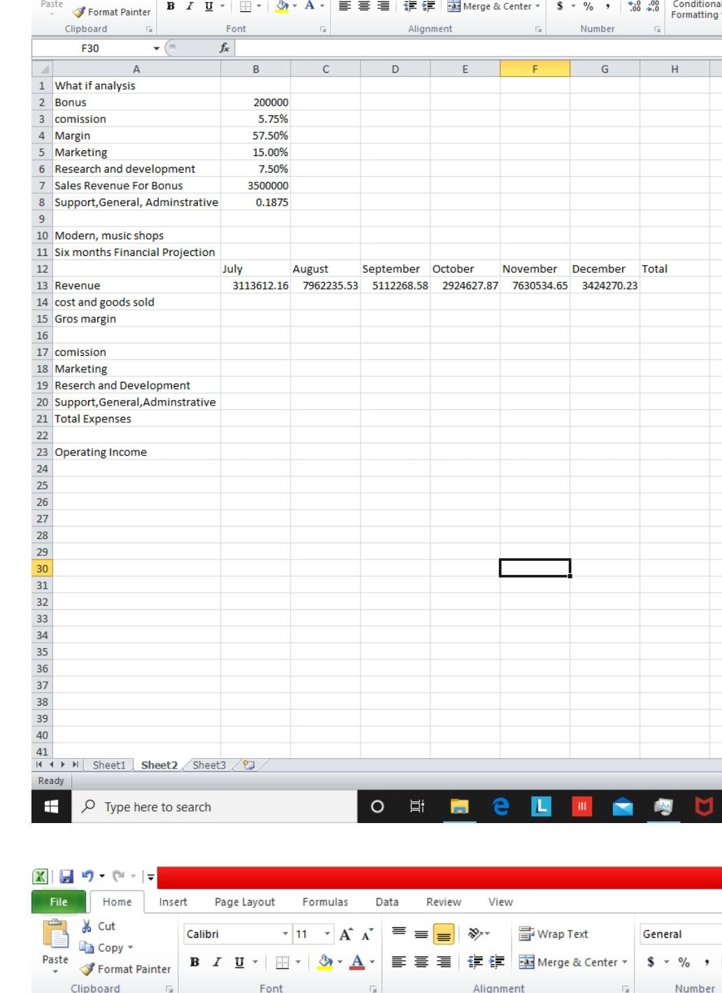 Solved BIU A- Merge & Center $ % 1.00 Paste Format Painter | Chegg.com
