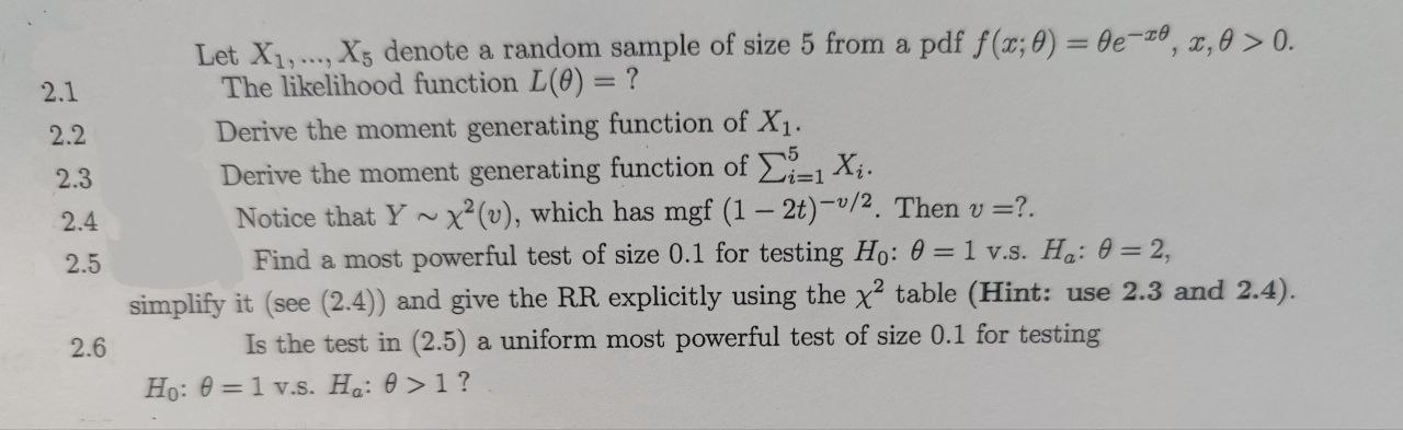 Solved Let x1,dots,x5 ﻿denote a random sample of size 5 | Chegg.com