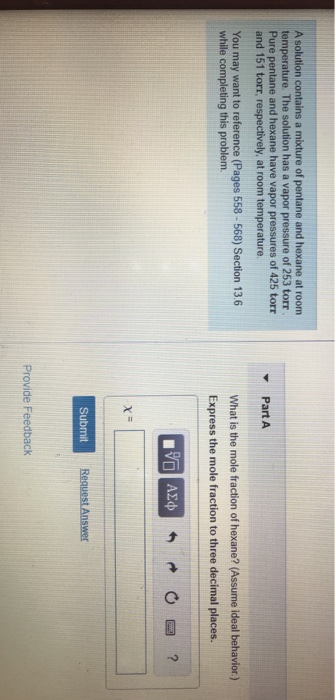 Solved A solution contains a mixture of pentane and hexane | Chegg.com