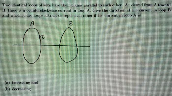 Solved Two identical loops of wire have their planes | Chegg.com