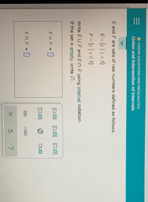 Solved = LINEAR EQUATIONS AND INEQUALITIES Union and | Chegg.com