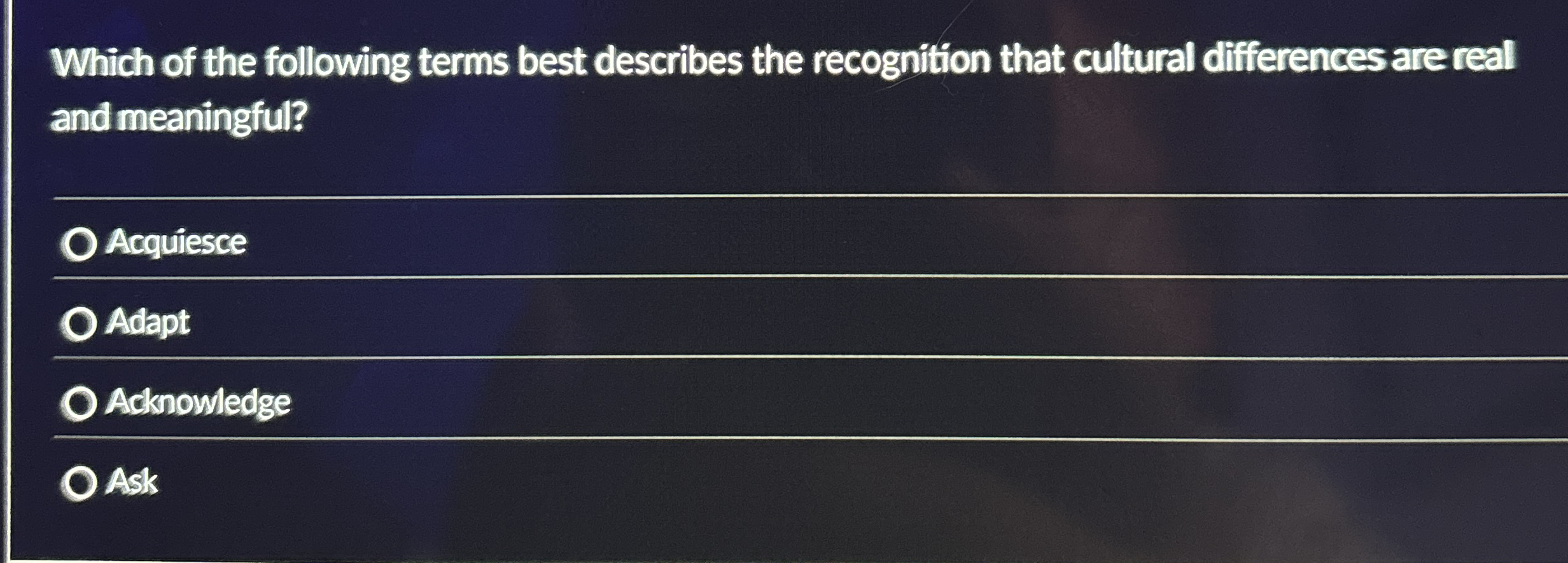 Solved Which of the following terms best describes the | Chegg.com