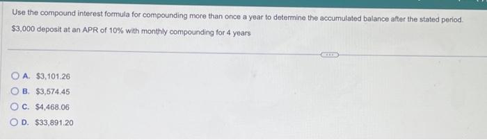 Solved Use the compound interest formula for compounding | Chegg.com