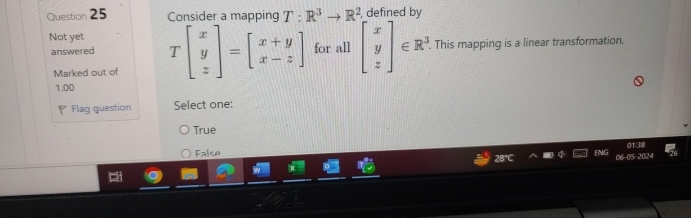 Solved Question 25Consider a mapping T:R3→R2, ﻿defined byNot | Chegg.com