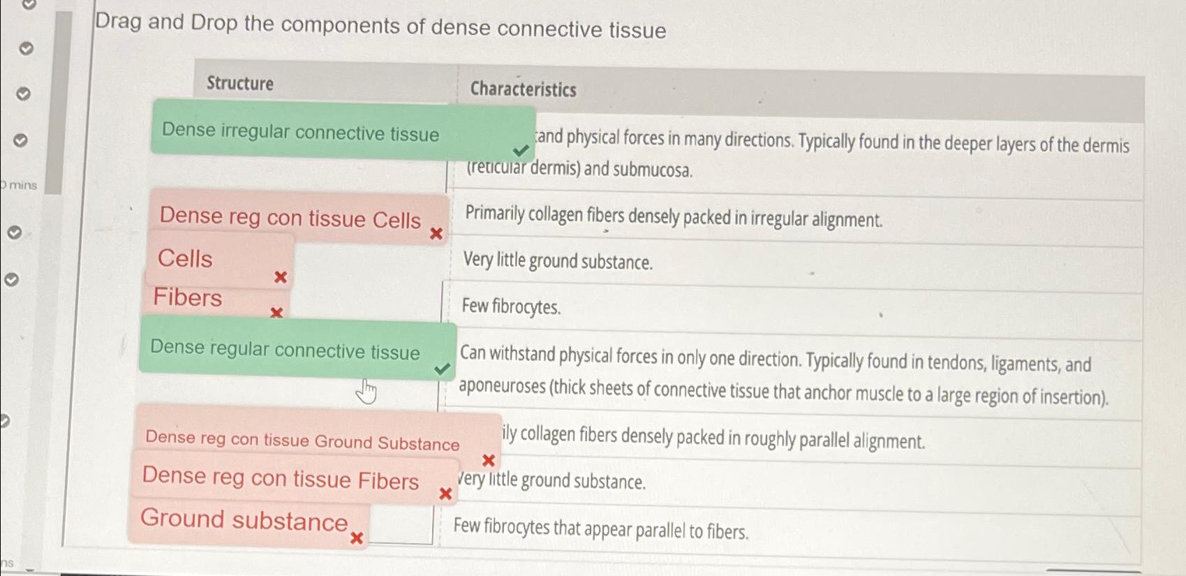 Solved Drag and Drop the components of dense connective | Chegg.com