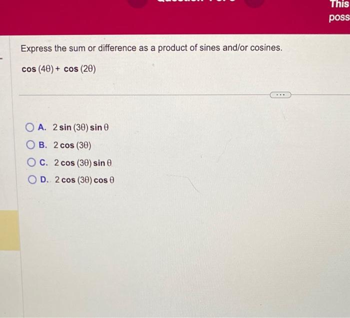 Solved Express the sum or difference as a product of sines | Chegg.com