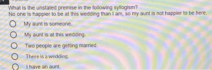 Solved What is the unstated premise in the following | Chegg.com