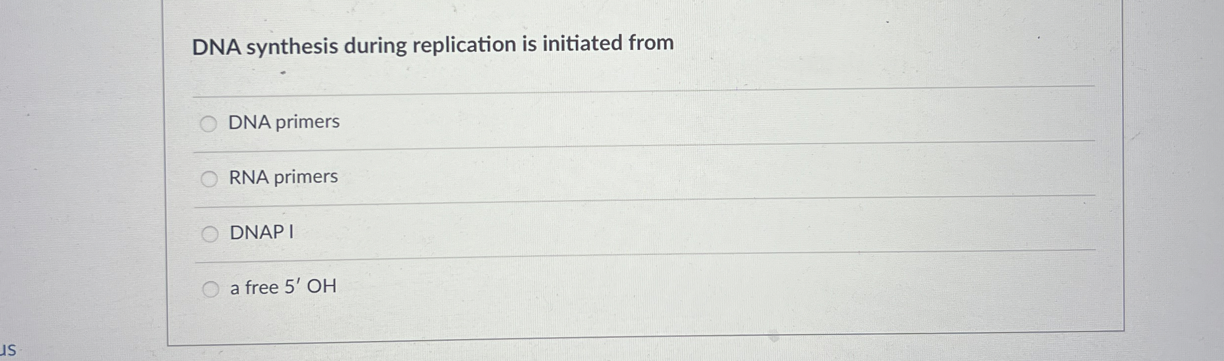 Solved DNA synthesis during replication is initiated fromDNA | Chegg.com