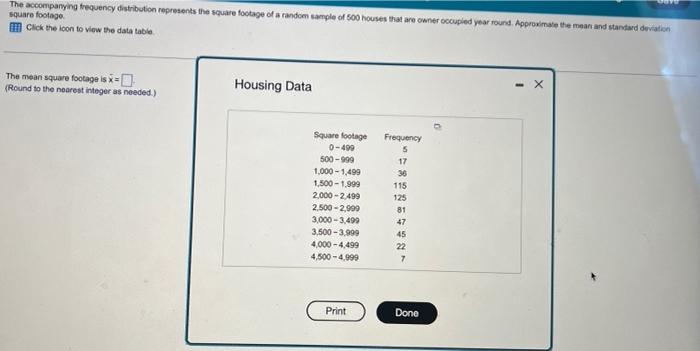 Solved square foctage Click the icon to view the data table | Chegg.com