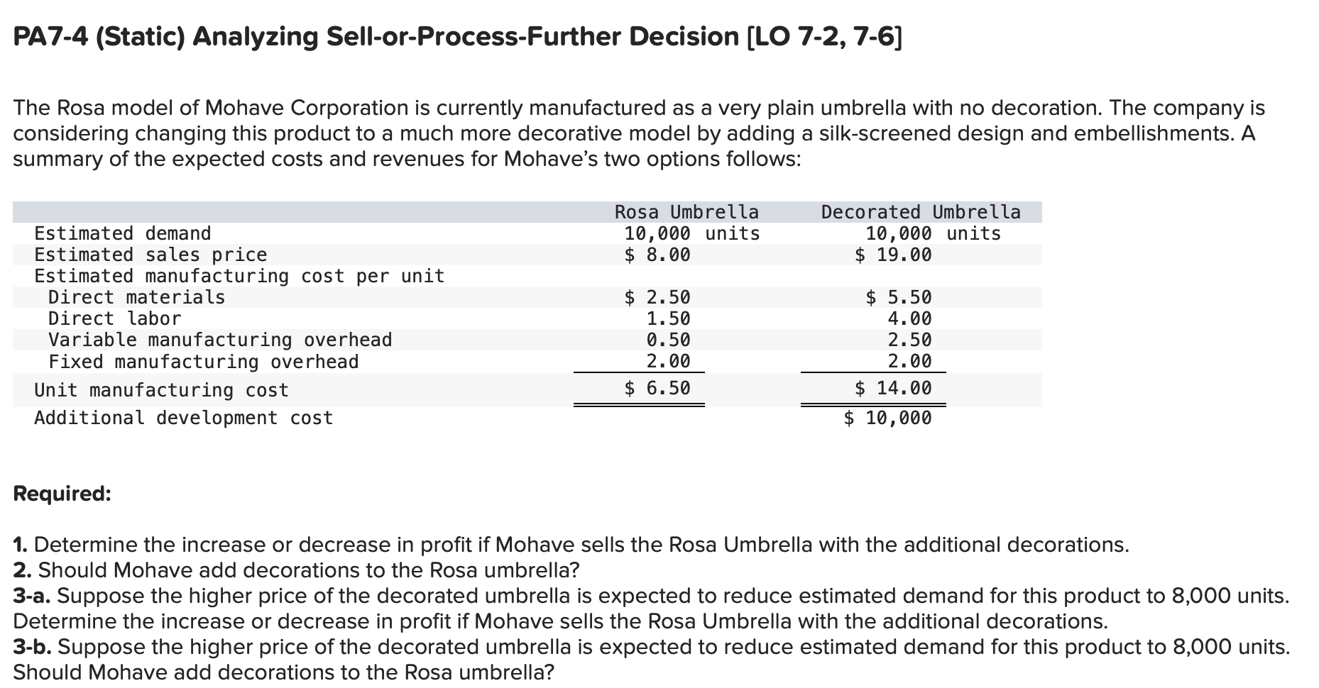 Solved PA7-4 (Static) ﻿Analyzing Sell-or-Process-Further | Chegg.com