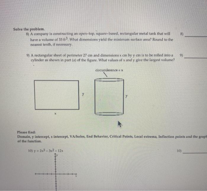 Solved 8) Solve the problem 8) A company is constructing an | Chegg.com