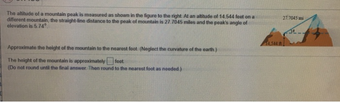Solved The altitude of a mountain peak is measured as shown | Chegg.com