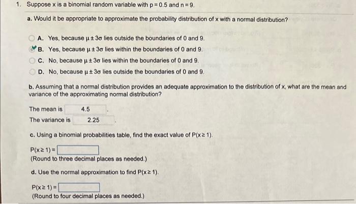 Solved 1. Suppose x is a binomial random variable with p=0.5 | Chegg.com