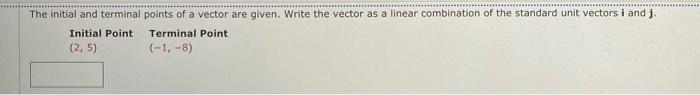 Solved The initial and terminal points of a vector are | Chegg.com