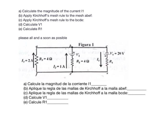 Solved a) Calculate the magnitude of the current I1 (b) | Chegg.com