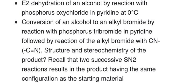 Solved - E2 dehydration of an alcohol by reaction with | Chegg.com
