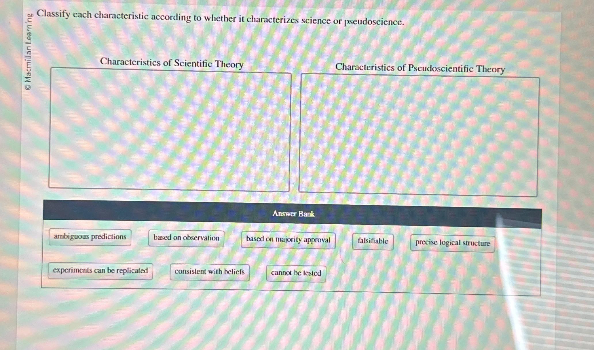 Solved ?on an ﻿Classify each characteristic according to | Chegg.com