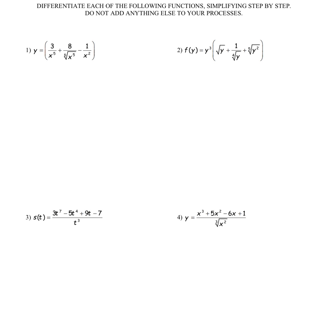 Solved DIFFERENTIATE EACH OF THE FOLLOWING FUNCTIONS, | Chegg.com