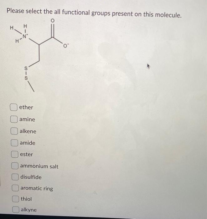 Solved Please select the all functional groups present on | Chegg.com
