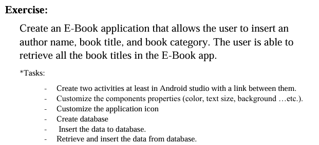 Solved Exercise: Create an E-Book application that allows | Chegg.com