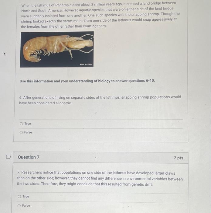 Solved 8. Populations of snapping shrimp from each side of | Chegg.com