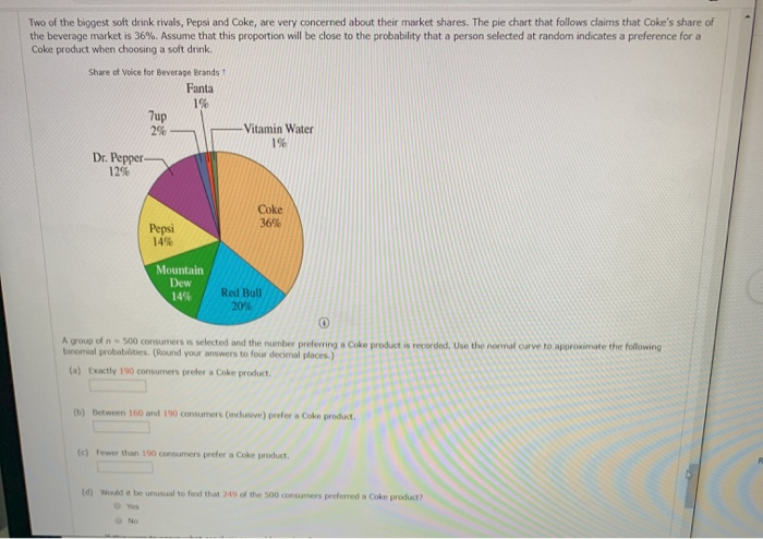Solved Two of the biggest soft drink rivals, Pepsi and Coke, | Chegg.com