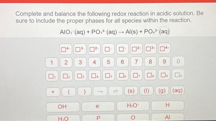 Solved Complete and balance the following half-reaction in | Chegg.com