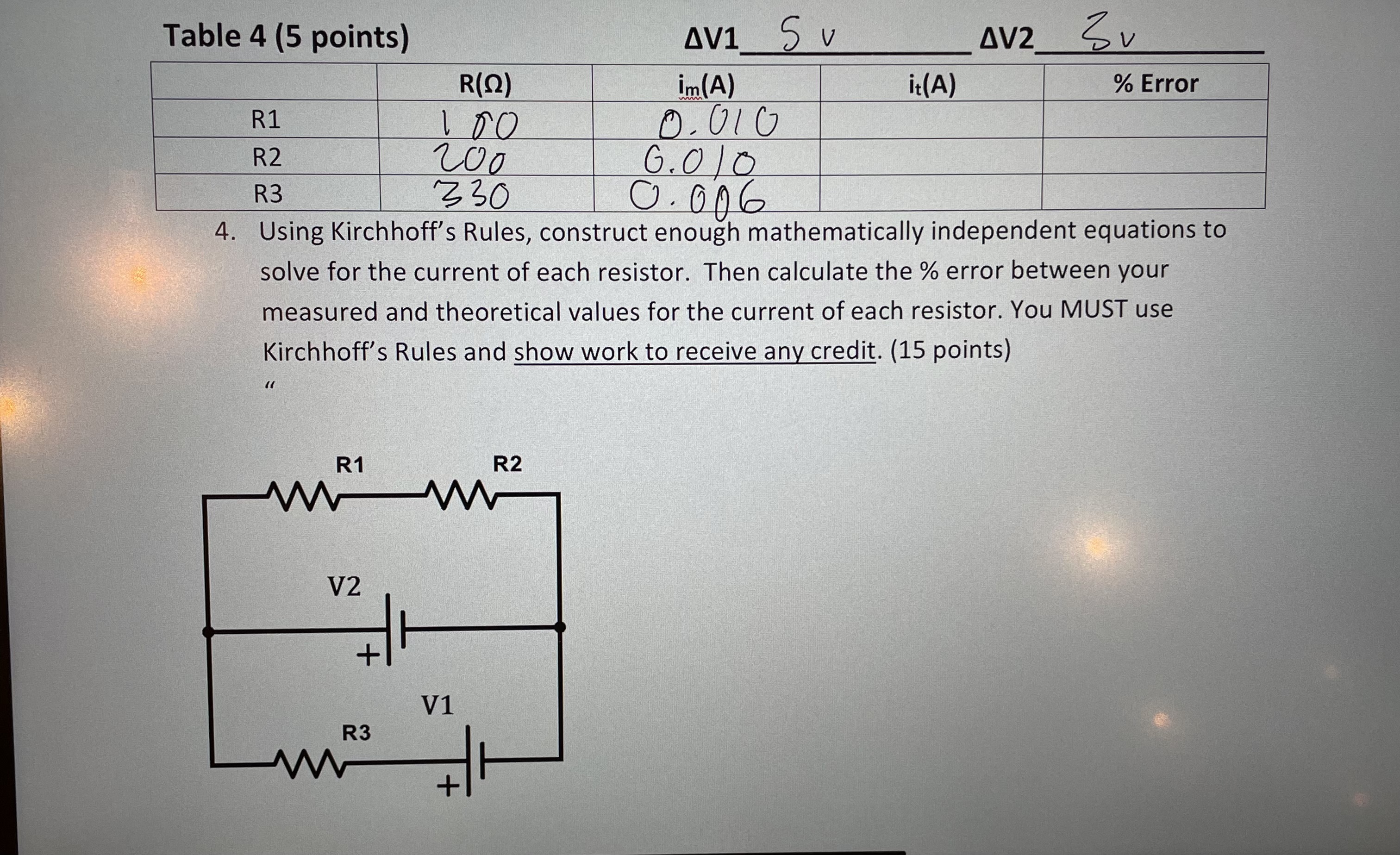 Solved Using Kirchhoff's Rules, construct enough | Chegg.com