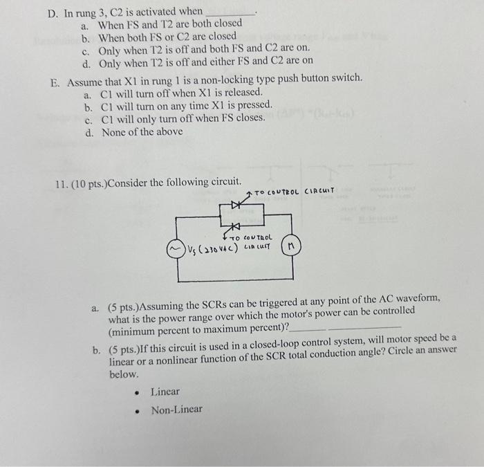 Solved A. The combination of switches Xl and Cl in rung 1 | Chegg.com