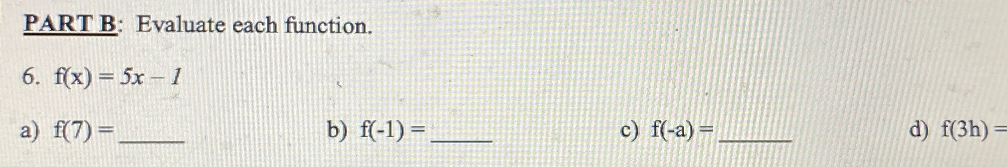 Solved PART B: Evaluate each function. | Chegg.com